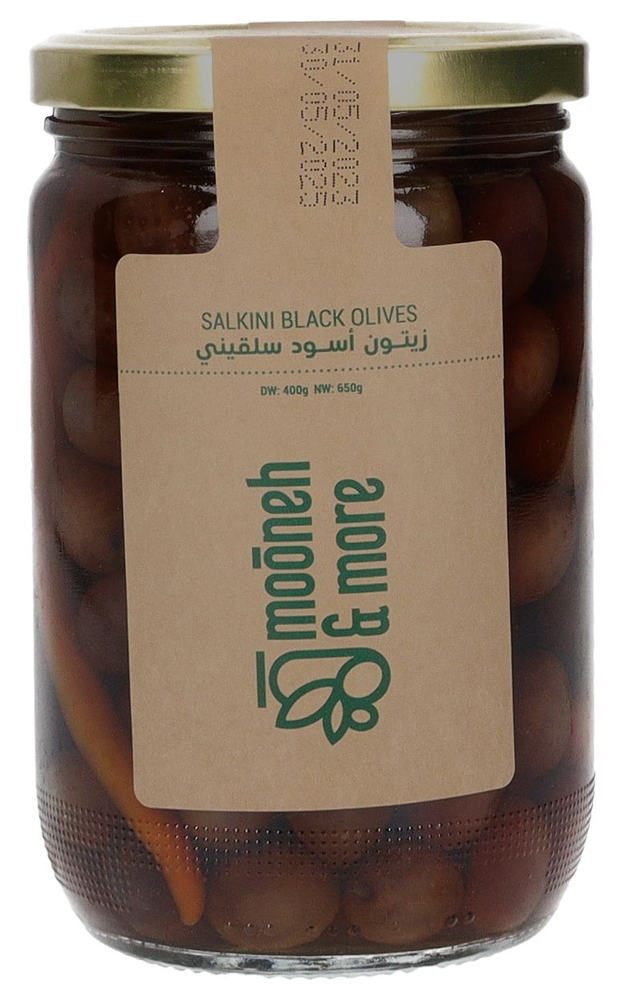 Buy Mooneh & More Salkini Black Olives, 650g Online in UAE | Talabat UAE