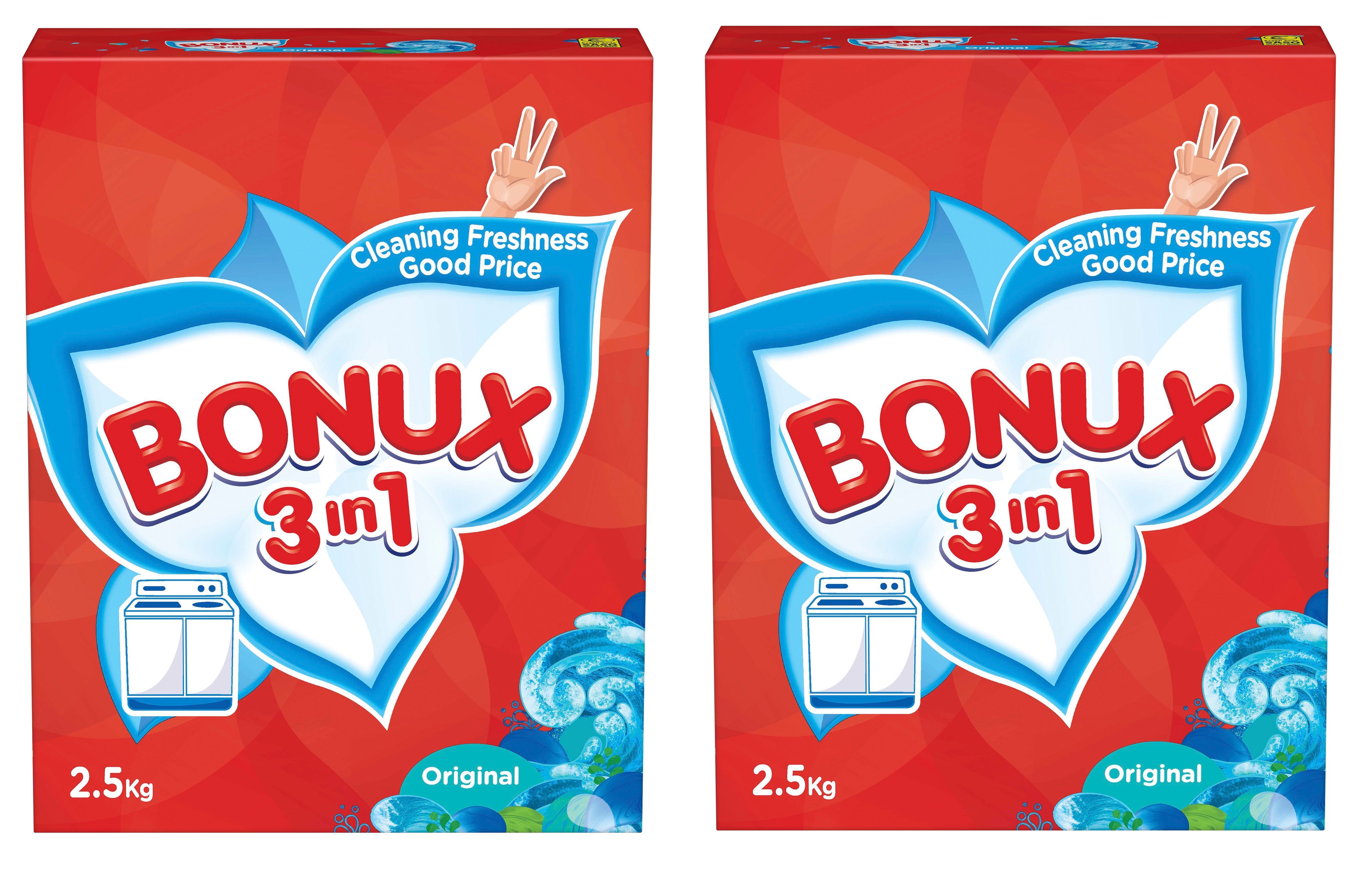 Buy Bonux High Set Detergent Powder Mega Box, 2x2.5kg Online in Kuwait | Talabat Kuwait