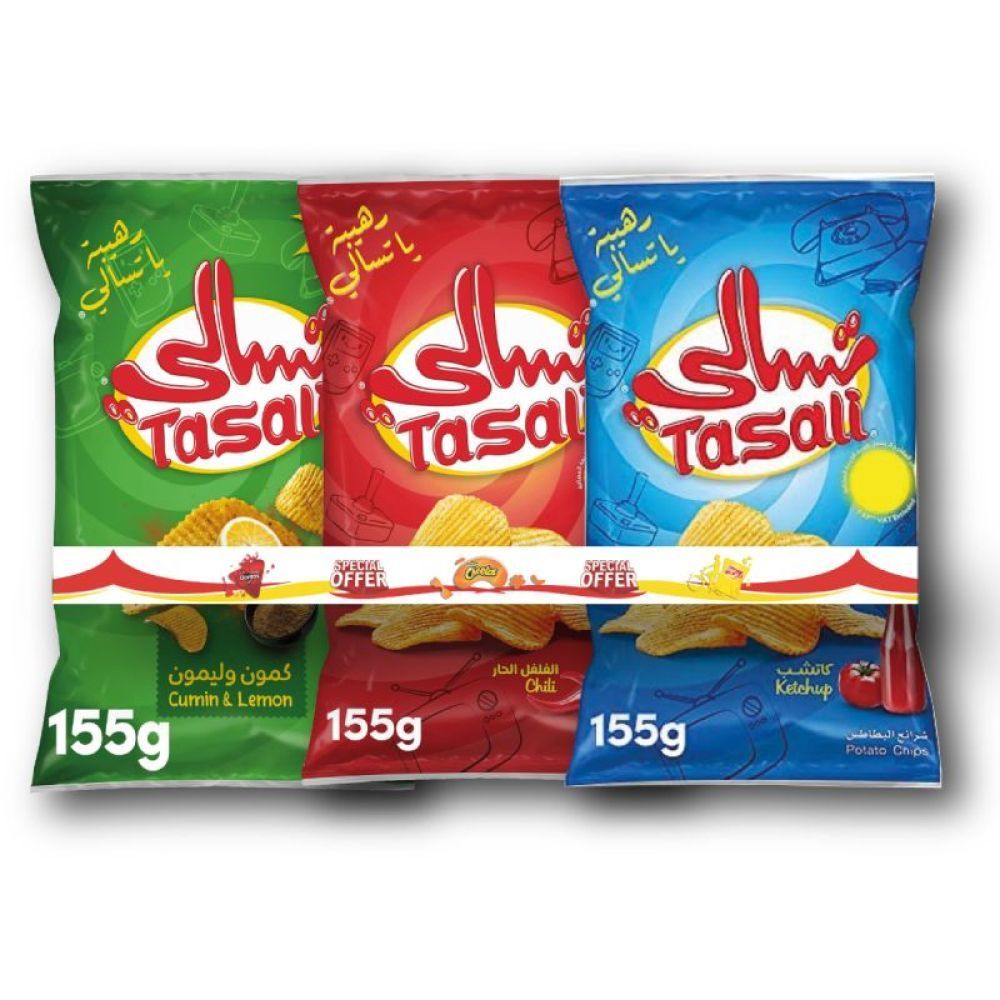 Buy Tasali Potato Chips, 3x155g Online in Kuwait | Talabat Kuwait