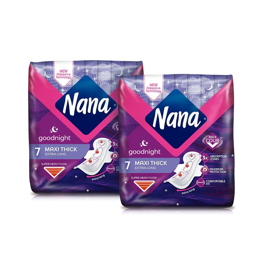 Buy Nana Maxi Goodnight Sanitary Pads with Wings, 2x7 Pieces Online in ...
