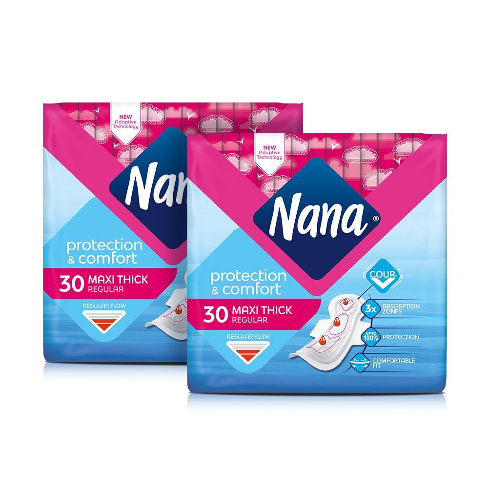 Buy Nana Maxi Thick Regular Sanitary Pads, 2x30 Pieces Online in Kuwait ...