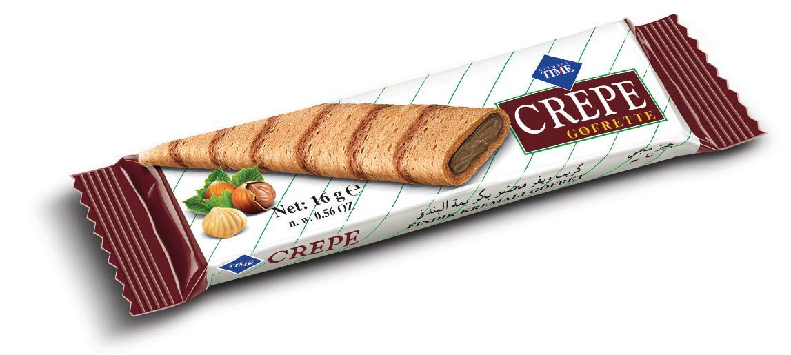 Buy Time Crepe Gofrette Wafer with Cocoa & Hazelnut Cream, 16g Online in Egypt | Talabat Egypt