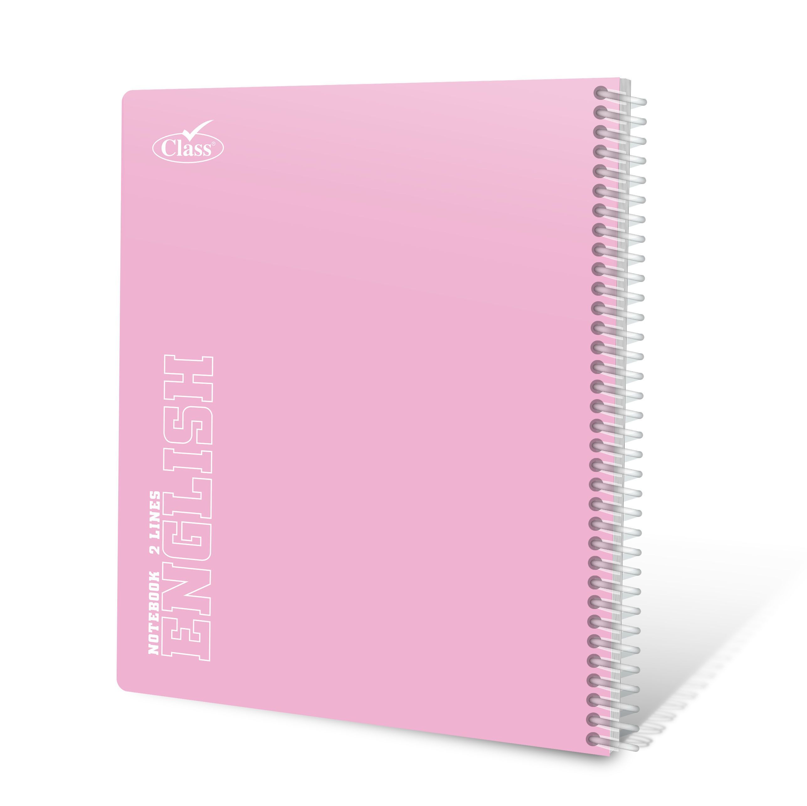 Buy Class English 2 Lines Spiral Notebook, 10x8 Pastel Pink, 80 Sheets ...