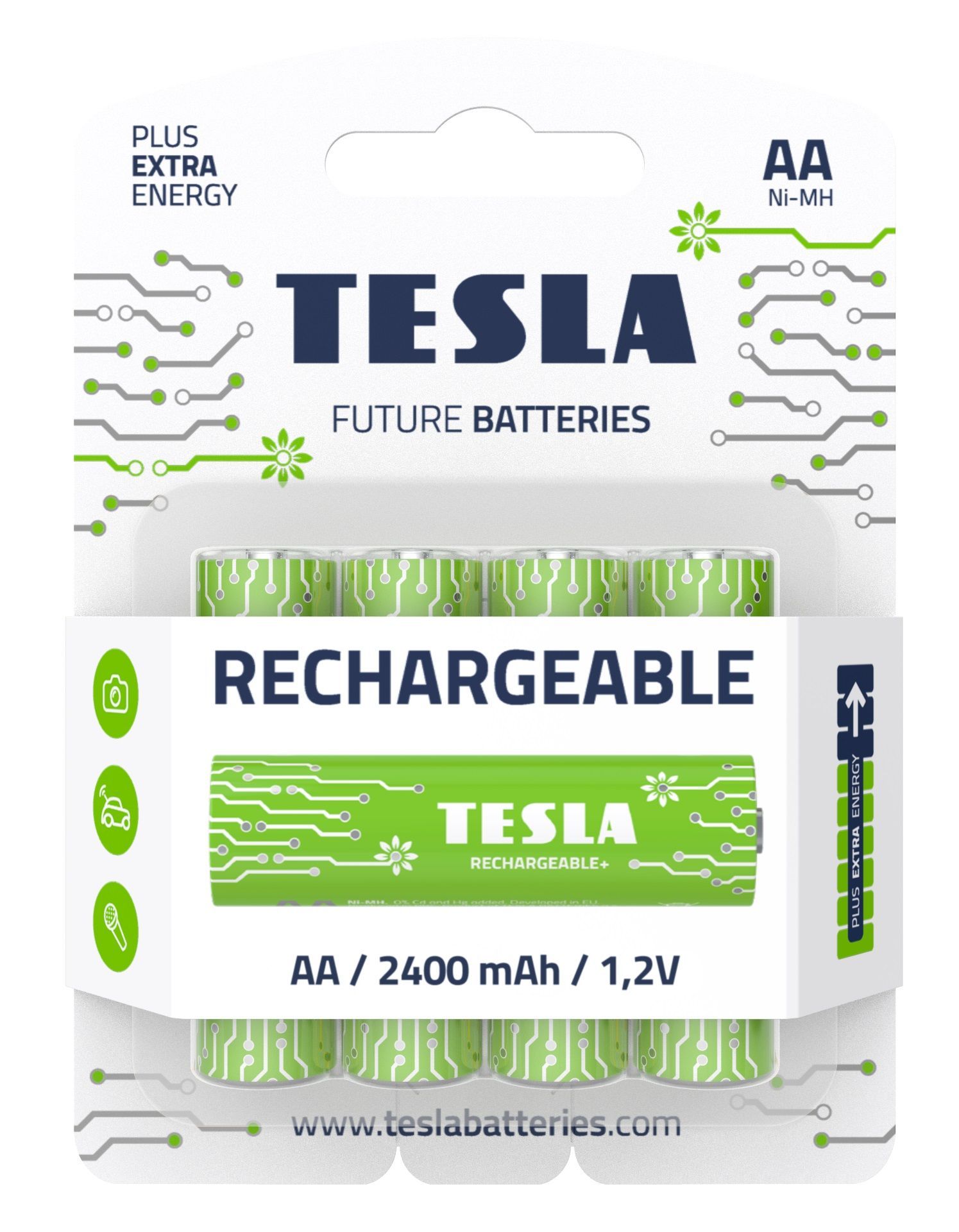 Buy Tesla Batteries AA Green+ Rechargeable (HR6 / Blister Foil) 4 ...