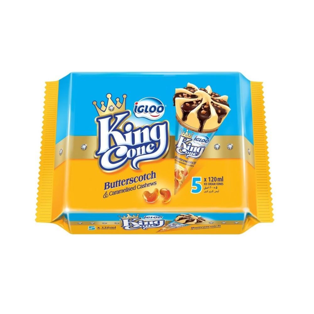 Buy Igloo King Cone Butterscotch & Caramelized Cashews Ice Cream Cone ...
