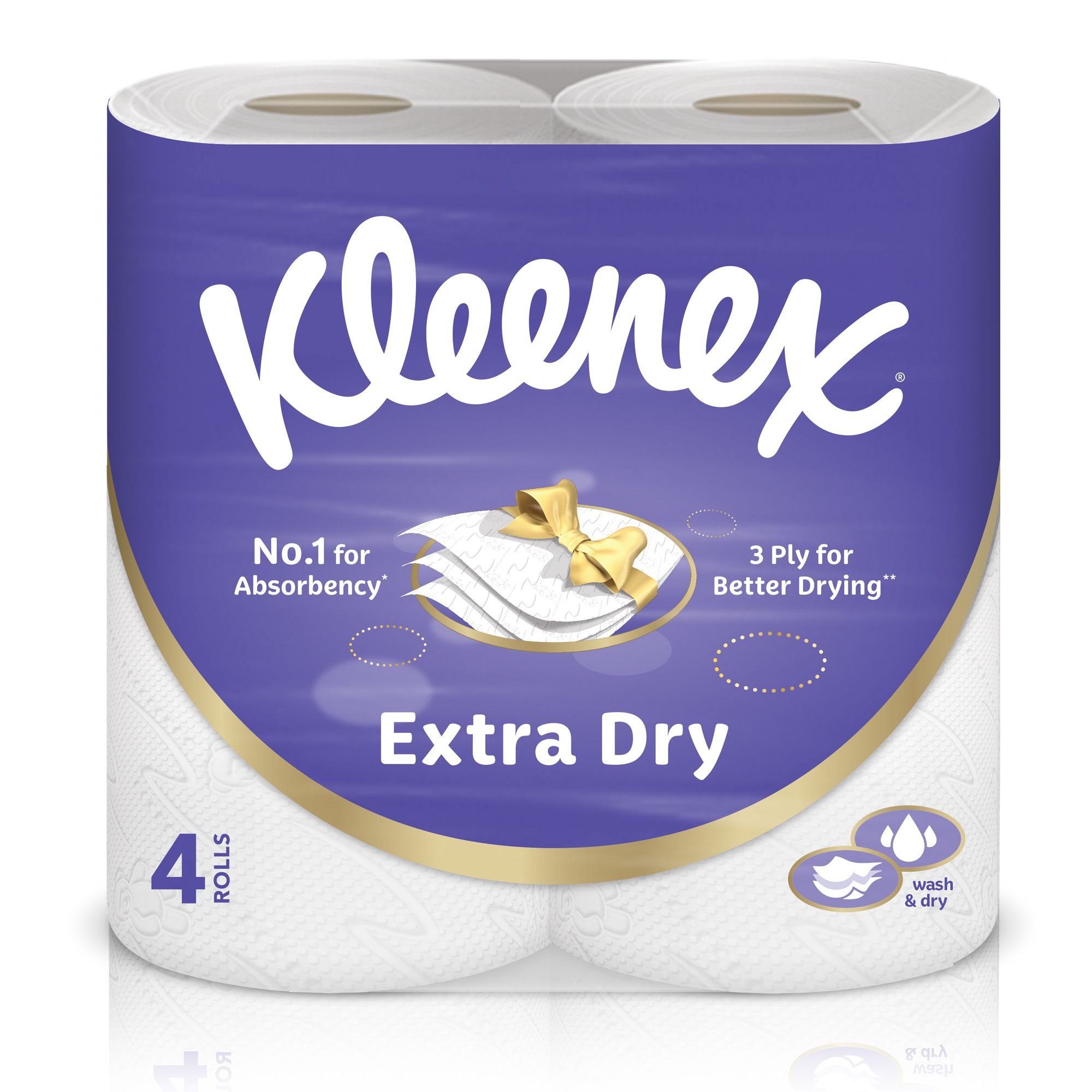 Buy Kleenex Extra Dry Toilet Tissue Paper 3 Ply Rolls, 4x140 Sheets ...