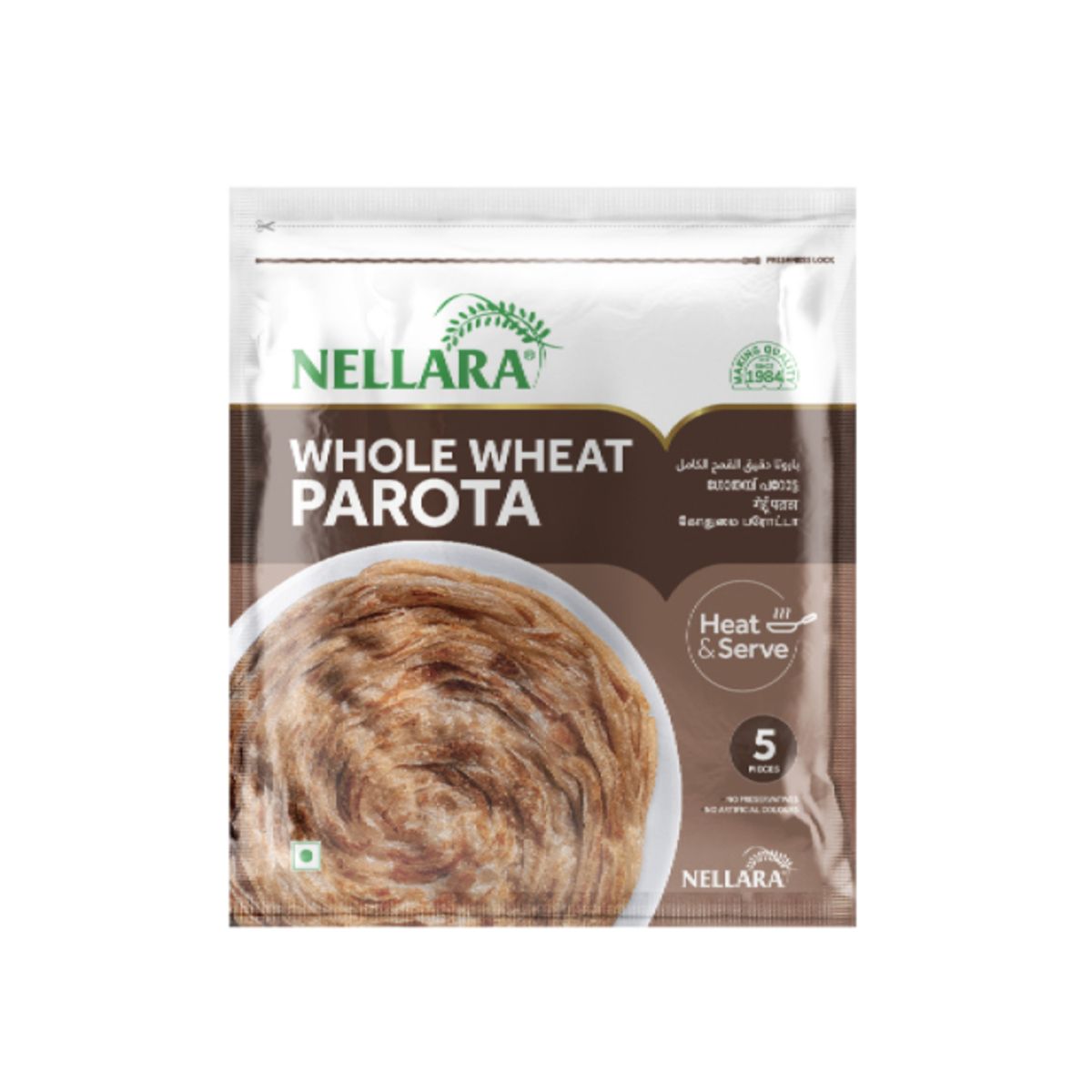 Buy Nellara Whole Wheat Parota, 5 Pieces, 400g Online in UAE | Talabat UAE