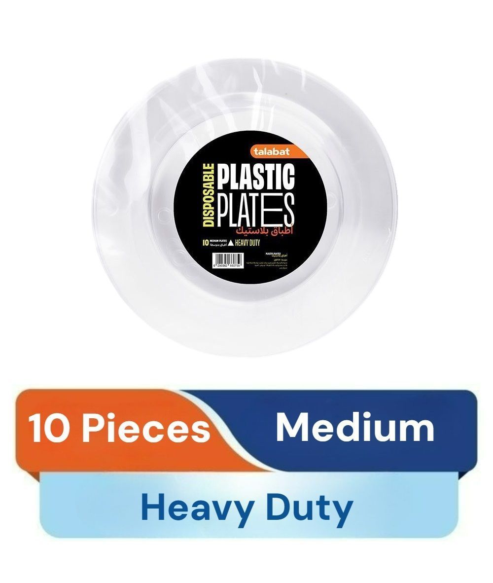 Buy talabat Transparent Plastic Plates, Medium, 10 Pieces Online in ...