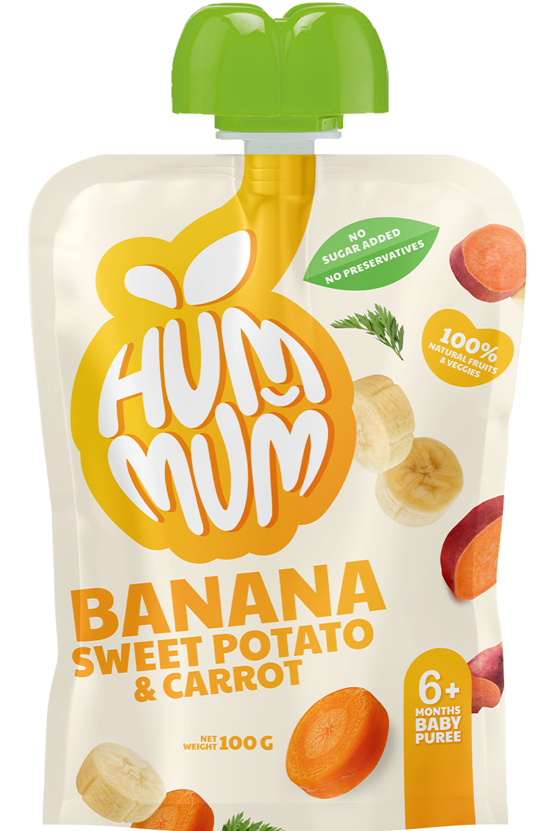 Buy Hum Mum Banana, Sweet Potato & Carrot Baby Puree, 100g Online in ...