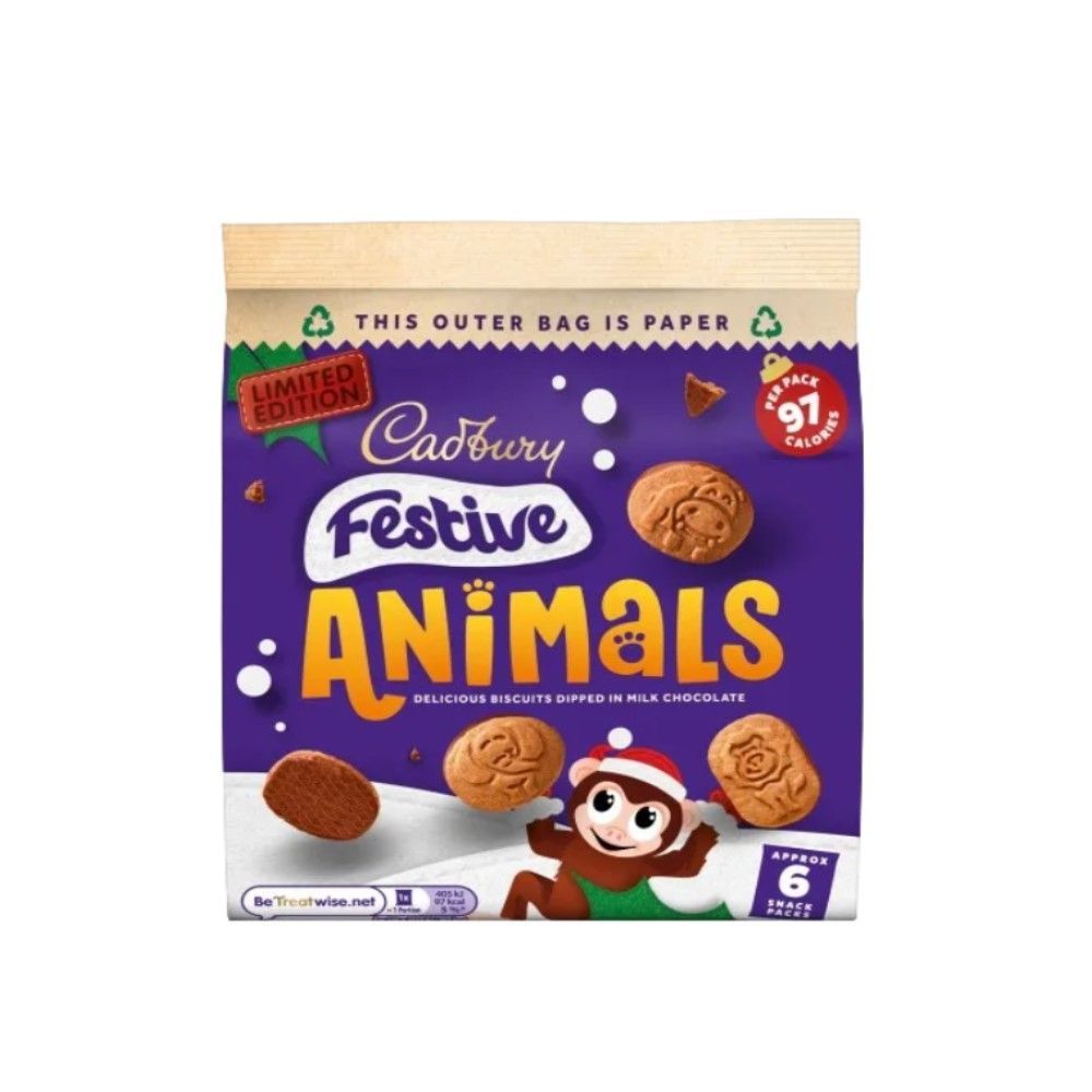 Buy Cadbury Festive Animals Chocolate Biscuits, 6x19.6g Online in ...
