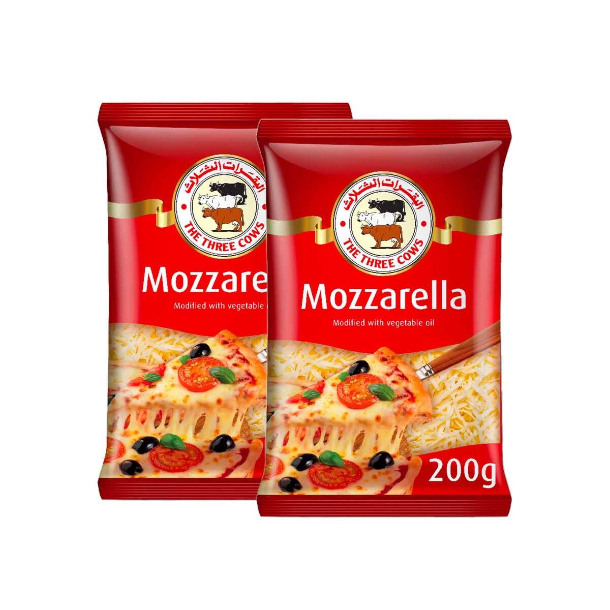 Buy The Three Cows Shredded Mozzarella Cheese, 2x200g Online in Oman ...