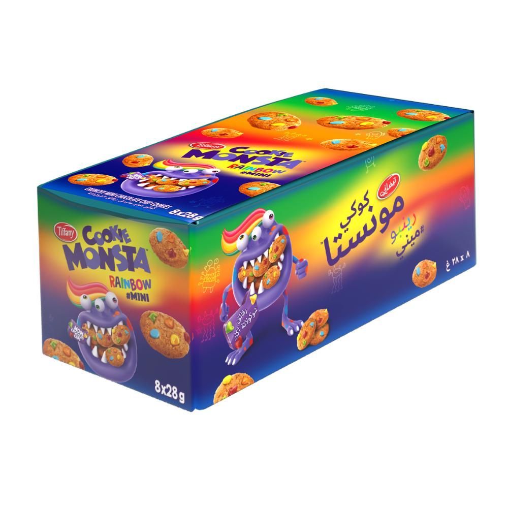 Buy Tiffany Cookie Monsta Mini Chocolate Chip Cookies Rainbow, 8x28g ...