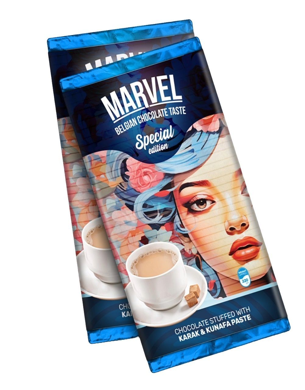 Buy Marvel Chocolate Staffed with karak & Kunafa Paste, 220g Online in ...