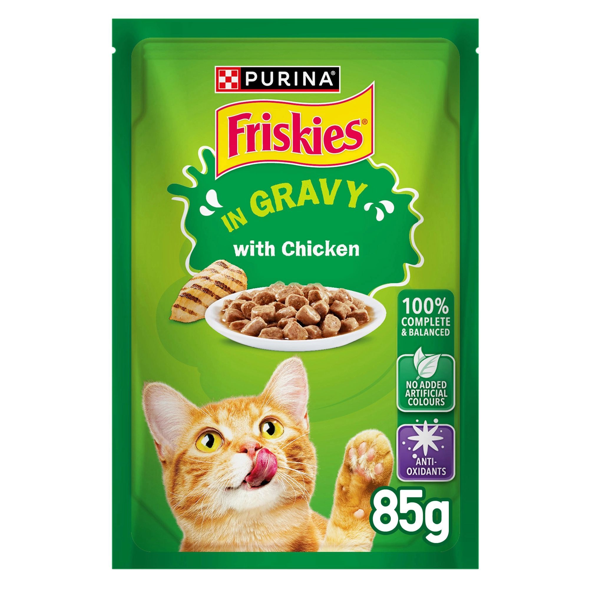 Buy Purina Friskies Chicken Chunks In Gravy Wet Cat Food Pouch, 85g ...