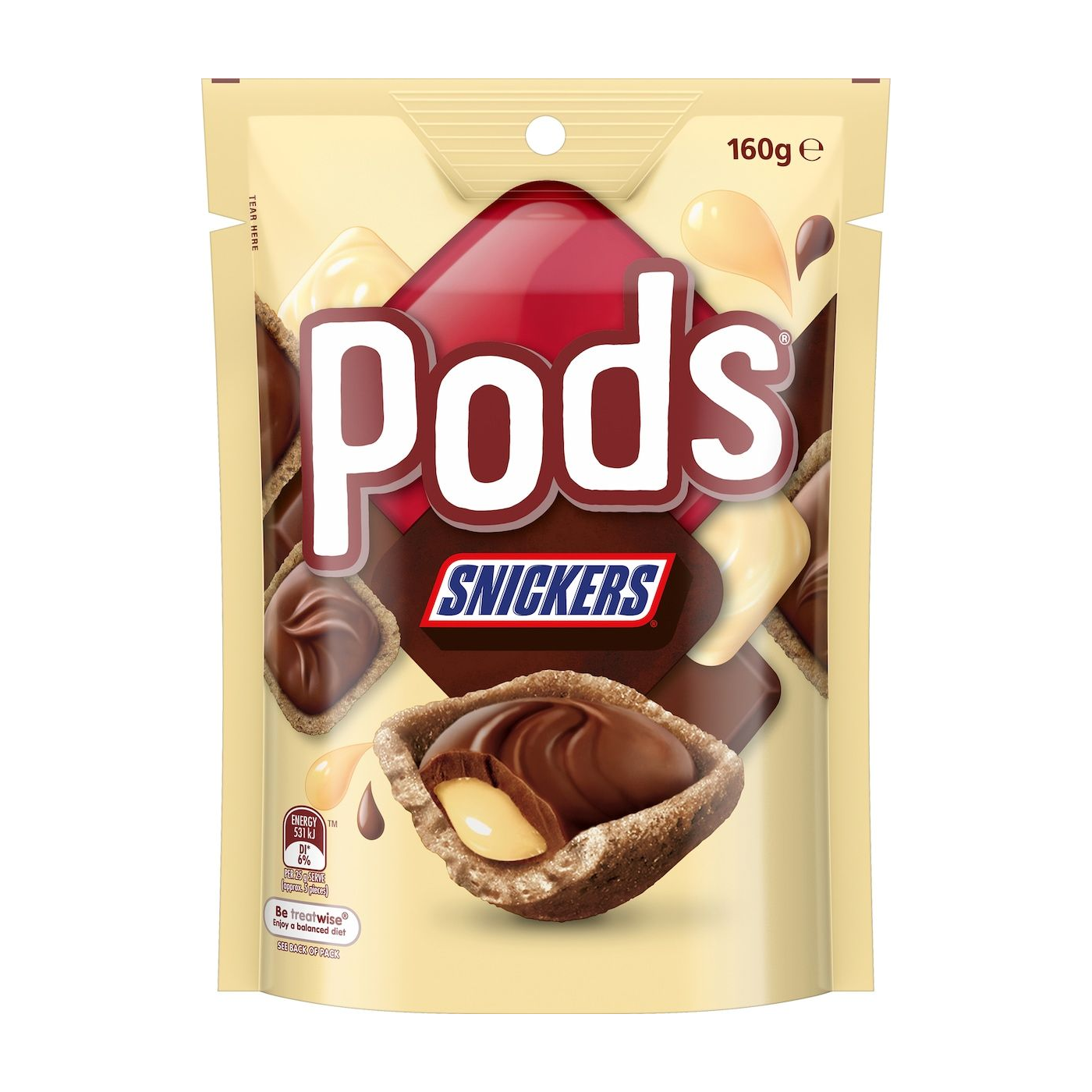 Buy Pods Snickers Chocolate, 160g Online in UAE | Talabat UAE