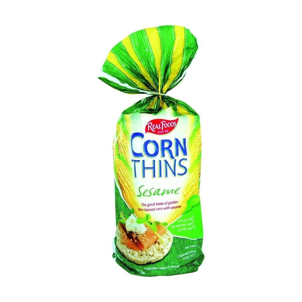 Buy Real Foods Sesame Corn Thins, 150g Online in Bahrain | Talabat Bahrain