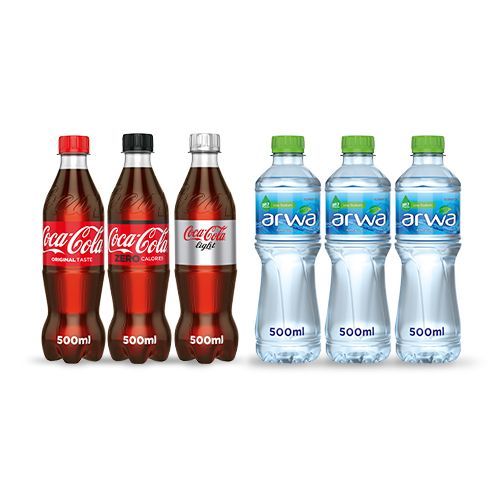 Buy Coke Regular, Coke Zero, Coke Light Assorted 500 ml x 3 Pcs + Arwa ...