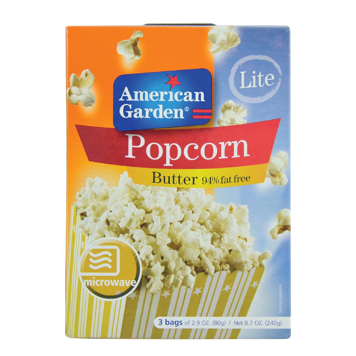 Buy American Garden Microwave Popcorn Butter Lite Fat Free 3.5 Oz X 3 ...