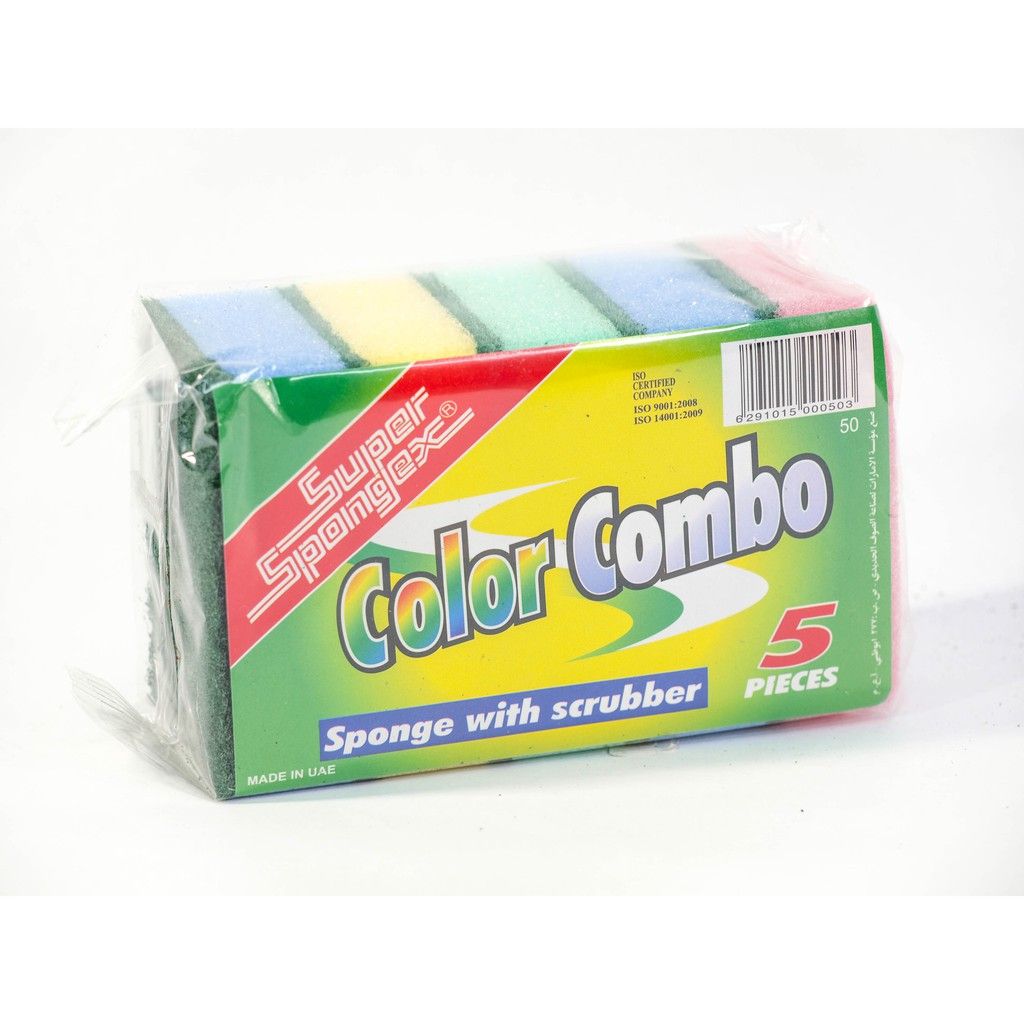 Buy Super Spongex Colour Combo Sponge With Scrubber 5 Pcs Online in ...