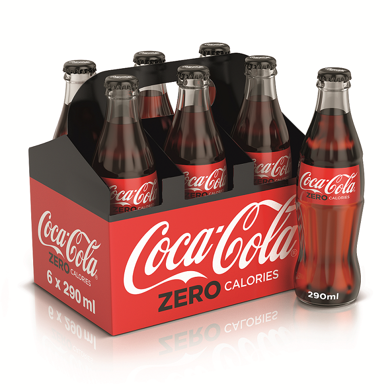Buy Coca-Cola Zero Calories Soft Drink Glass Bottle, 6x290ml Online in ...