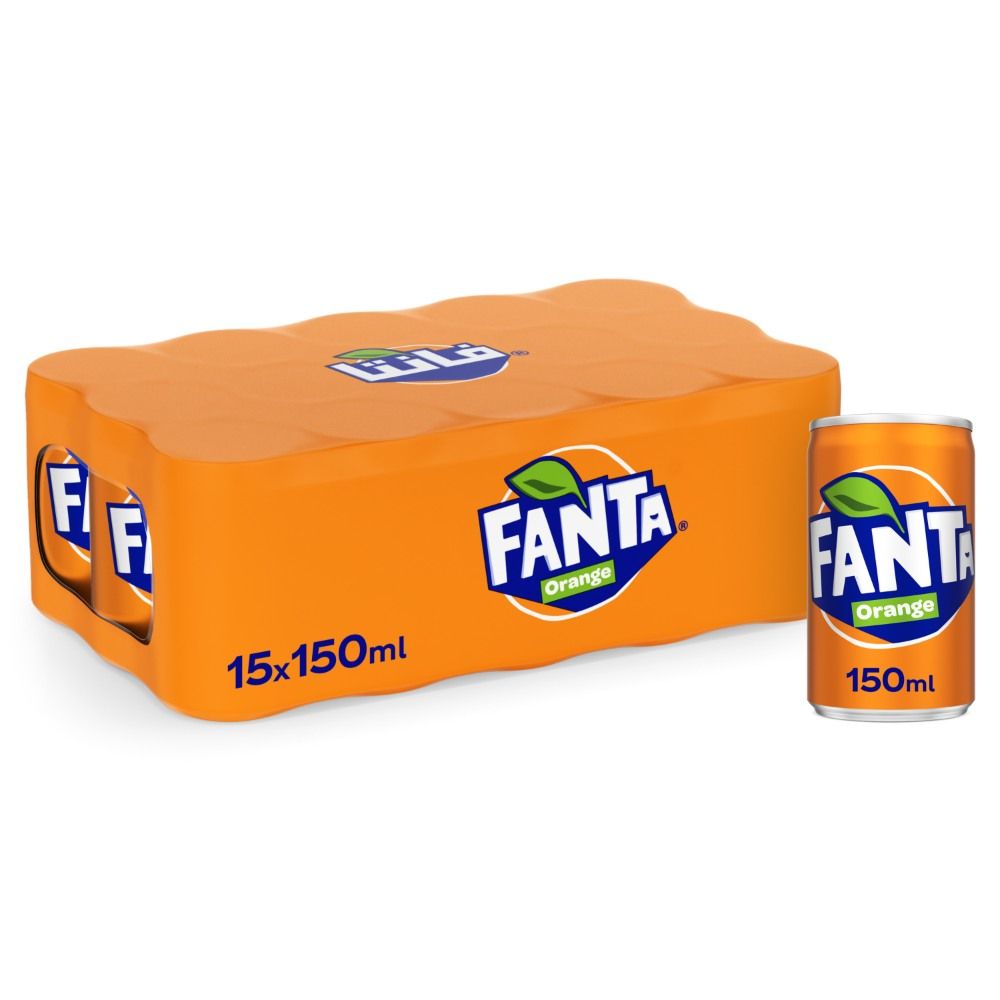 Buy Fanta Orange Carbonated Soft Drink Can, 15x150ml Online in UAE | Talabat UAE