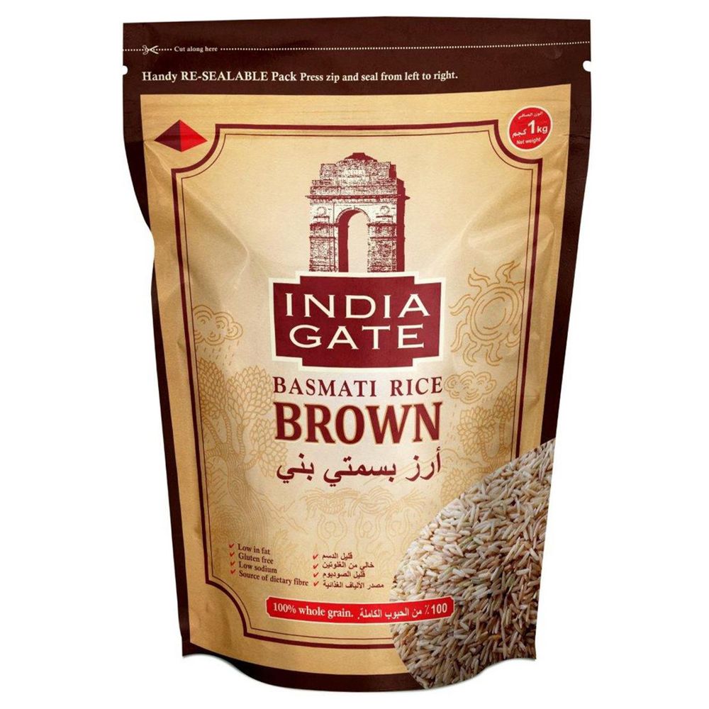 Buy India Gate Basmati Brown Rice, 1kg Online in Kuwait | Talabat Kuwait
