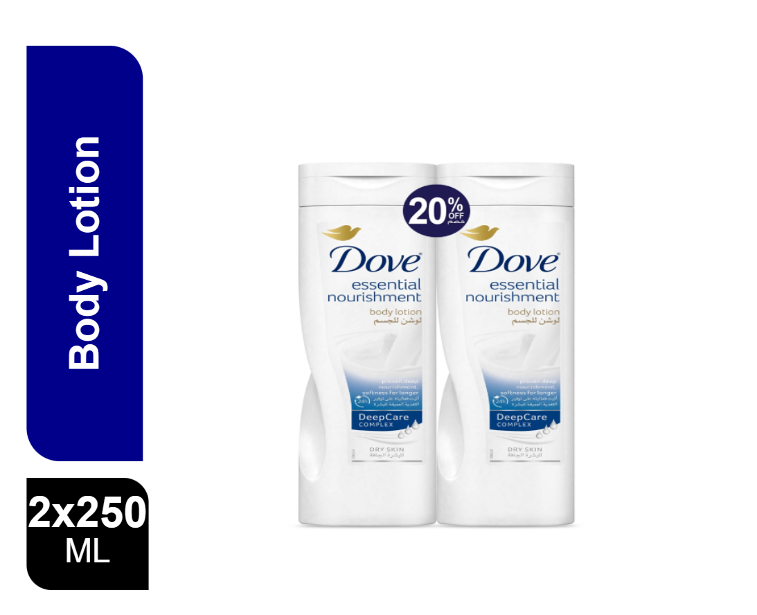 Buy Dove Body Lotion Essential Nourishment For Dry Skin 250 ml X 2 Pcs ...