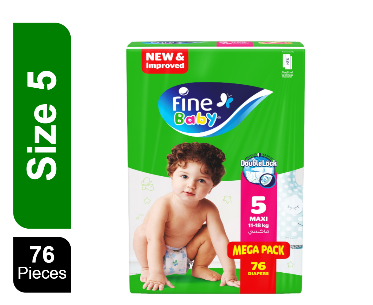 Buy Fine Baby Diapers Size 5 Maxi 11-18 kg 76 Diaper Online in Egypt ...