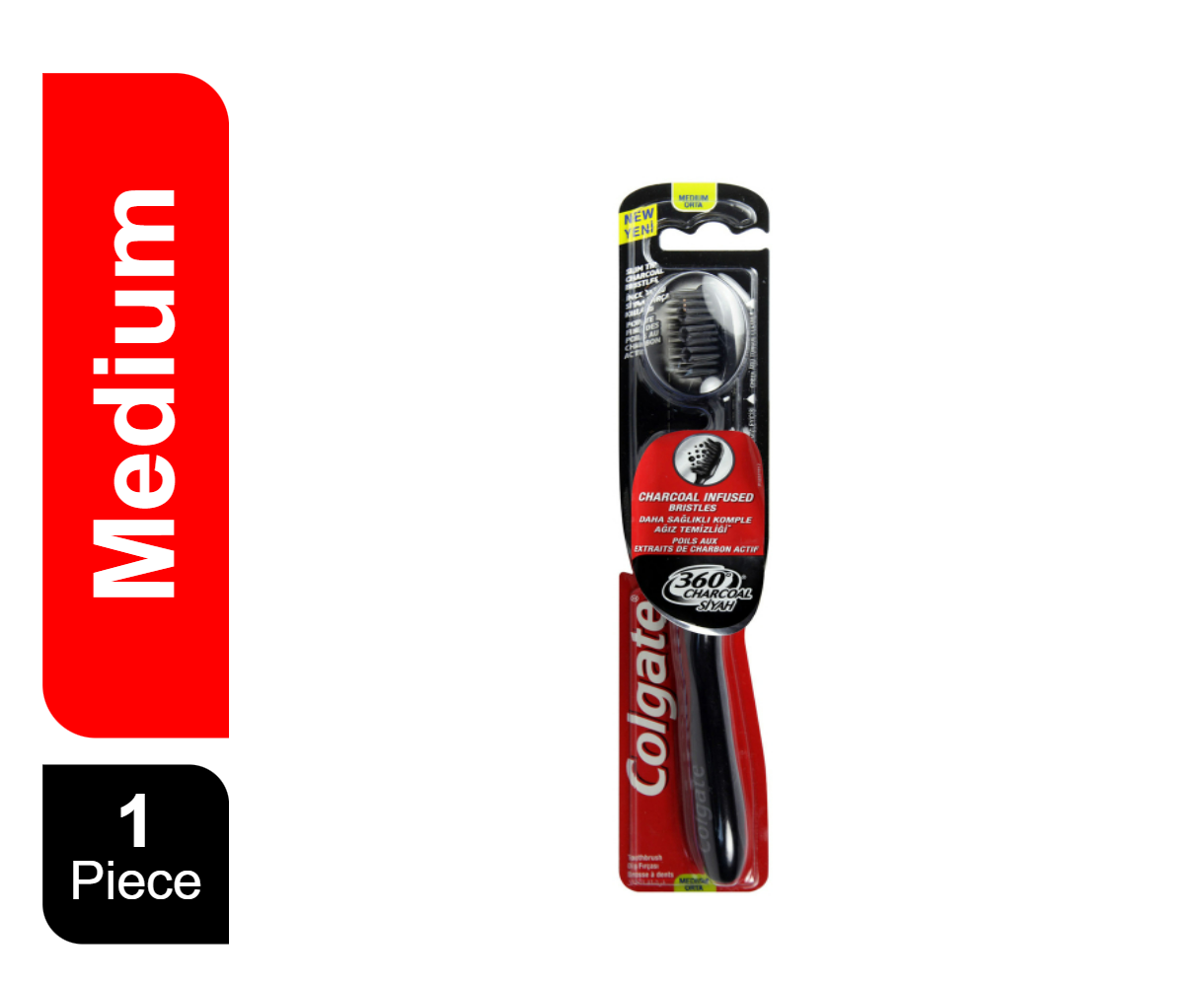 Buy Colgate 360 Charcoal Toothbrush - Medium Online in Jordan | Talabat ...