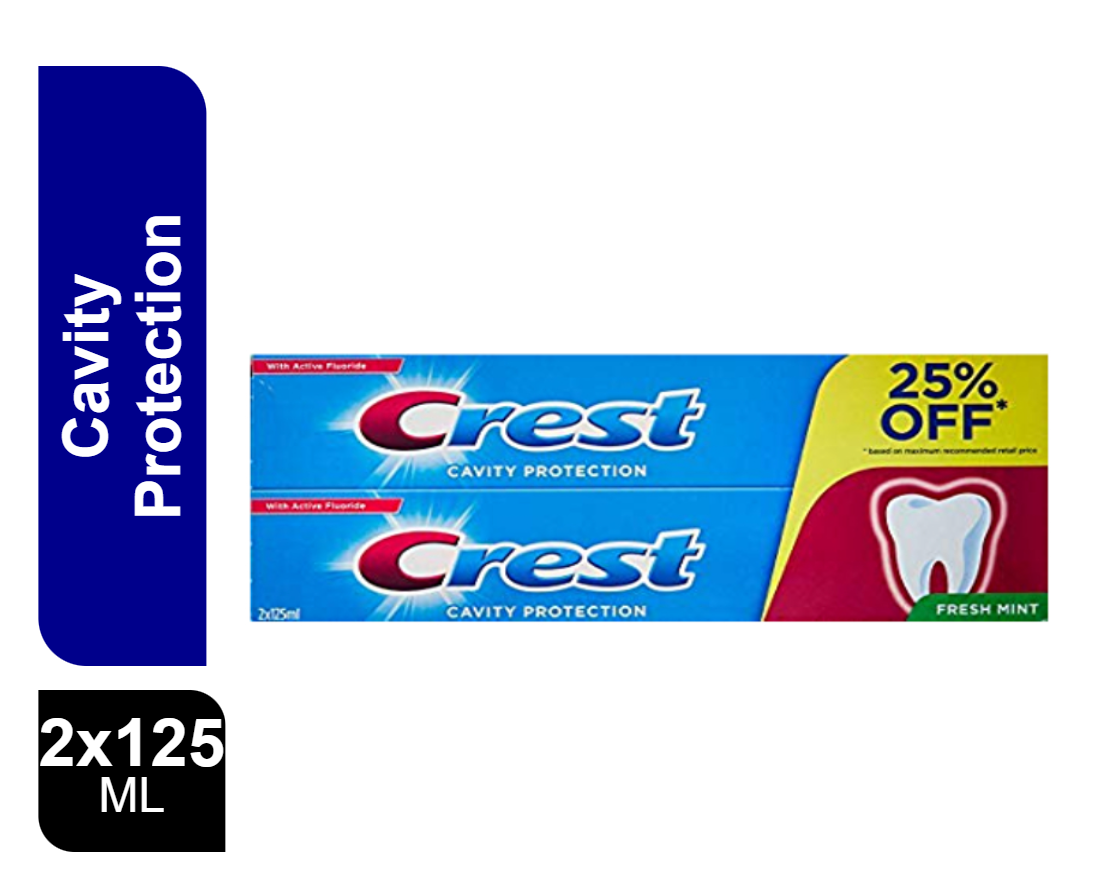 Buy Crest Cavity Protection Fresh Mint 2pcs x 125 ml 25% Off Online in ...
