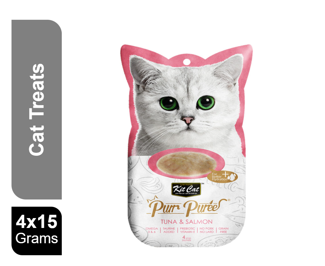 Buy Kit Cat Puree Tuna & Salmon 15 g x 4 Online in UAE | Talabat UAE
