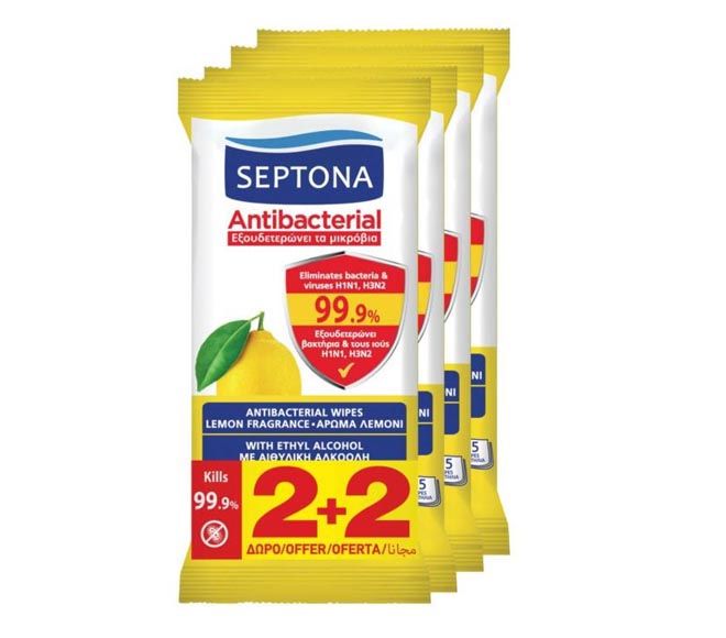Buy Septona Antibacterial Wipes Lemon 15 Wipes 2+2 Free Online in ...