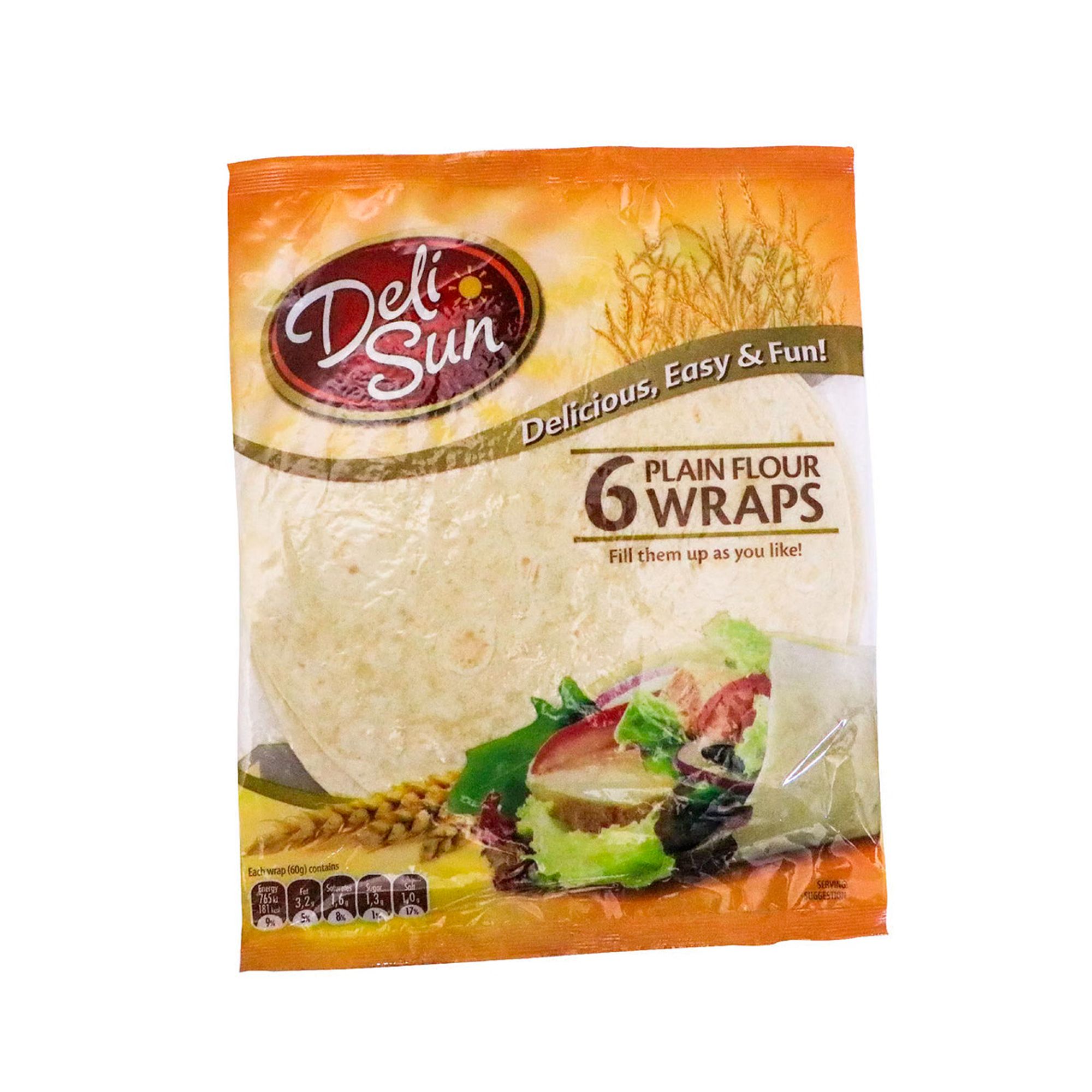 Buy Deli Sun Plain Flour Tortilla Wraps - Large, 24cm, 6 Pieces Online ...