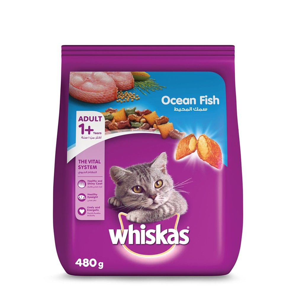 Buy Whiskas Ocean Fish Dry Food Bag, 480g Online in Kuwait | Talabat Kuwait