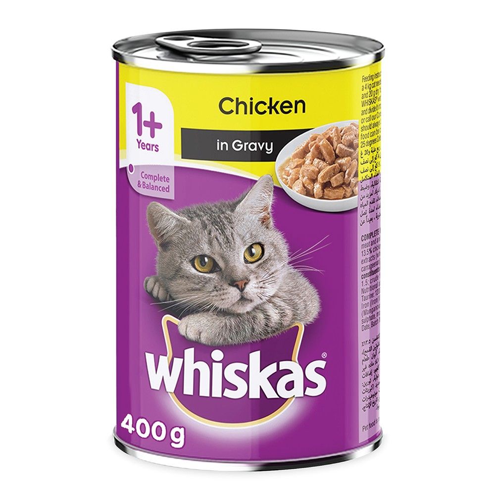 Buy Whiskas Chicken in Gravy Wet Cat Food Can, 400g Online in Bahrain ...