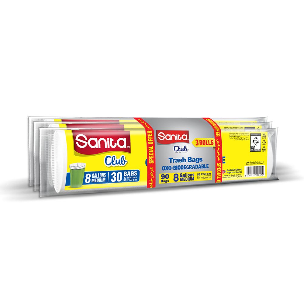 Buy Sanita Trash Bags, 8 Gallons, 3 Pieces Online in Kuwait | Talabat ...