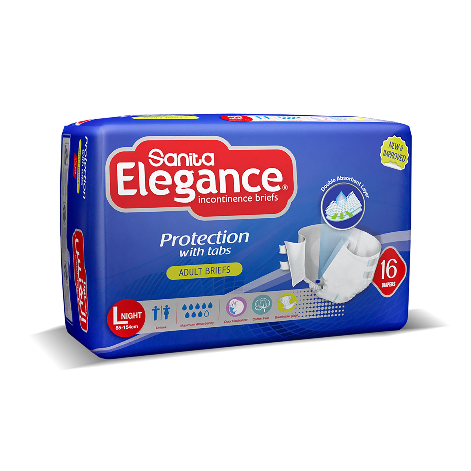 Buy Sanita Elegance Large Night Adult Diapers, 16 Briefs Online in ...