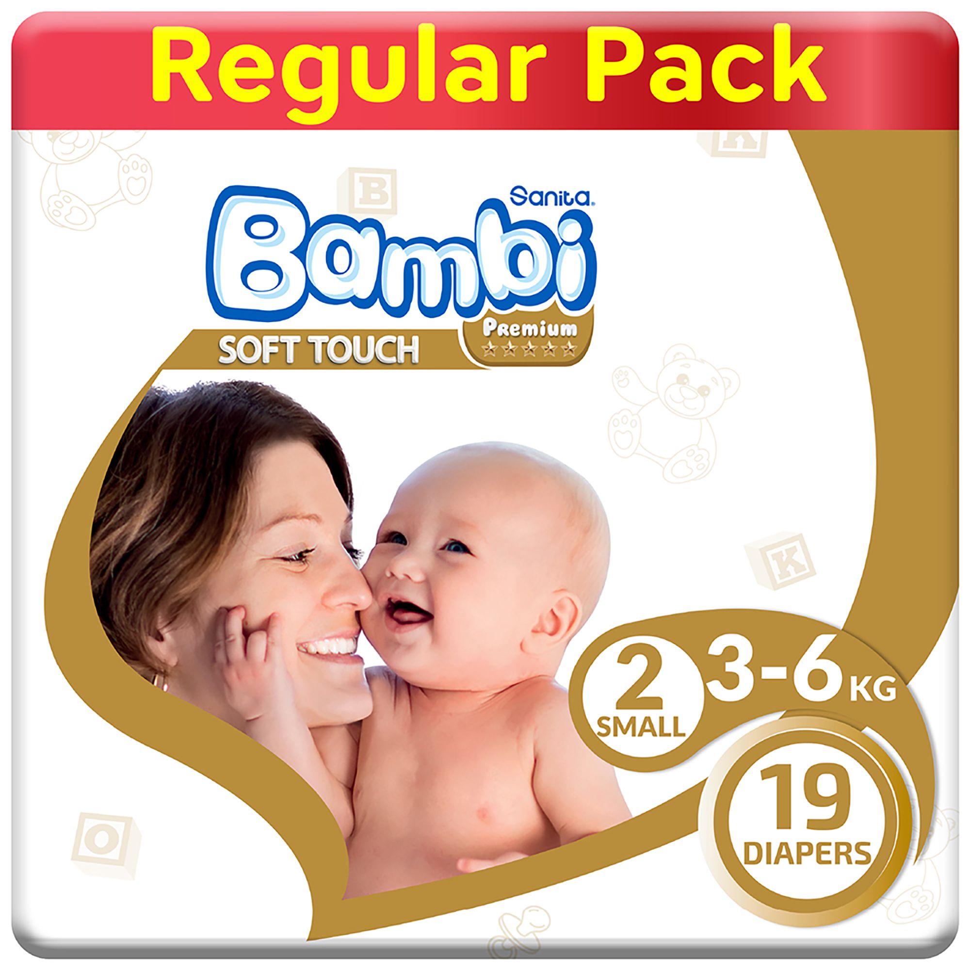 Buy Sanita Bambi Baby Diapers Regular Pack, Size 2, Small, 3-6 kg, 19 ...