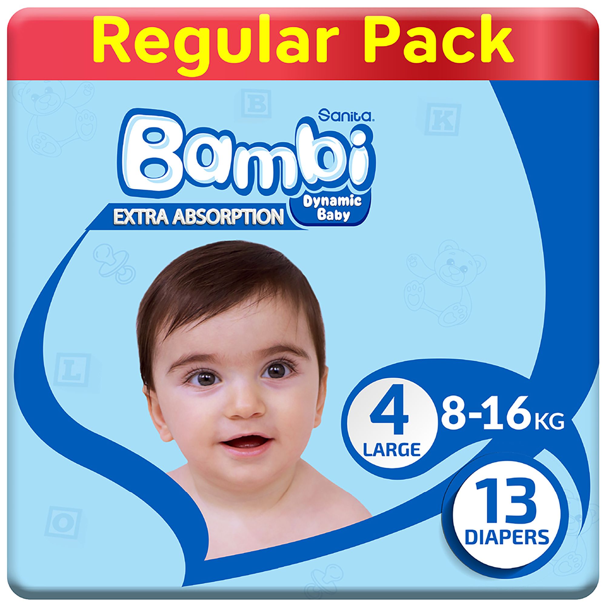 Buy Sanita Bambi Baby Diapers Regular Pack, Size 4, Large, 8-16kg, 13 ...