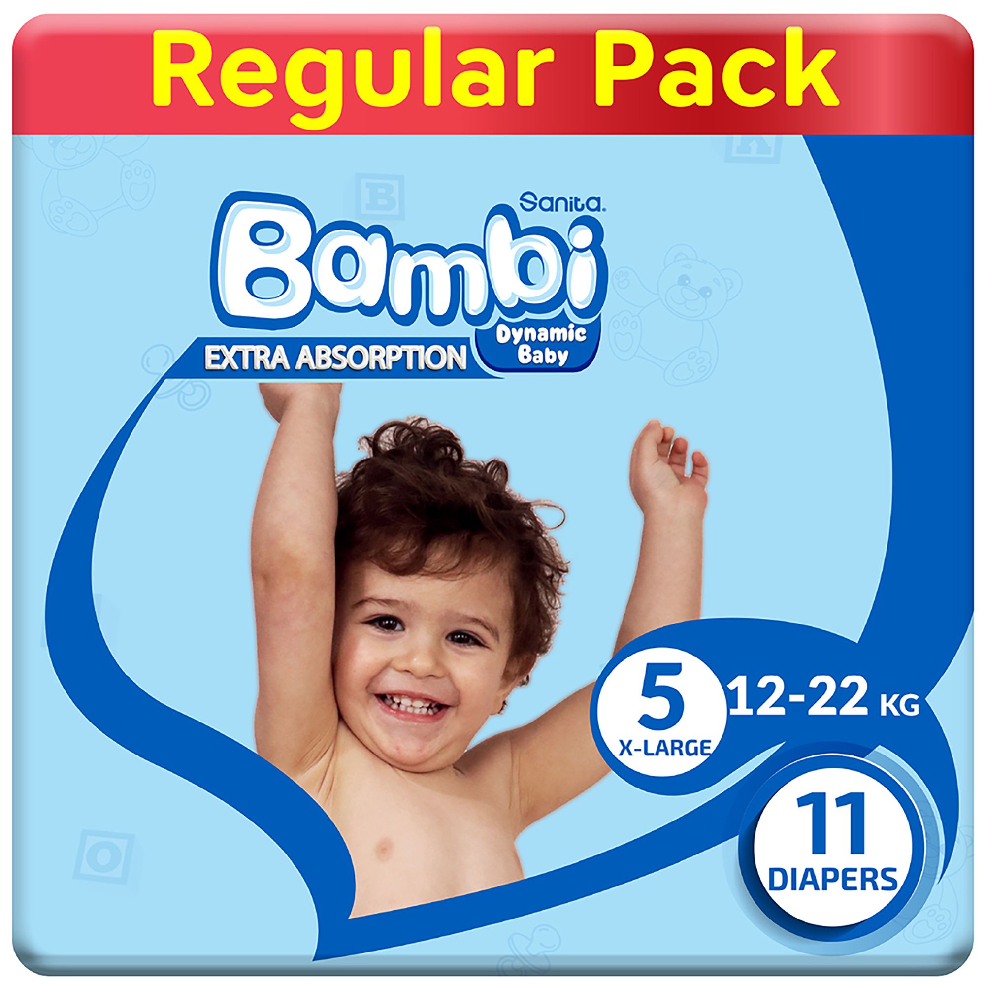 Buy Sanita Bambi Baby Diapers Regular Pack, Size 5, X-Large, 12-22kg ...