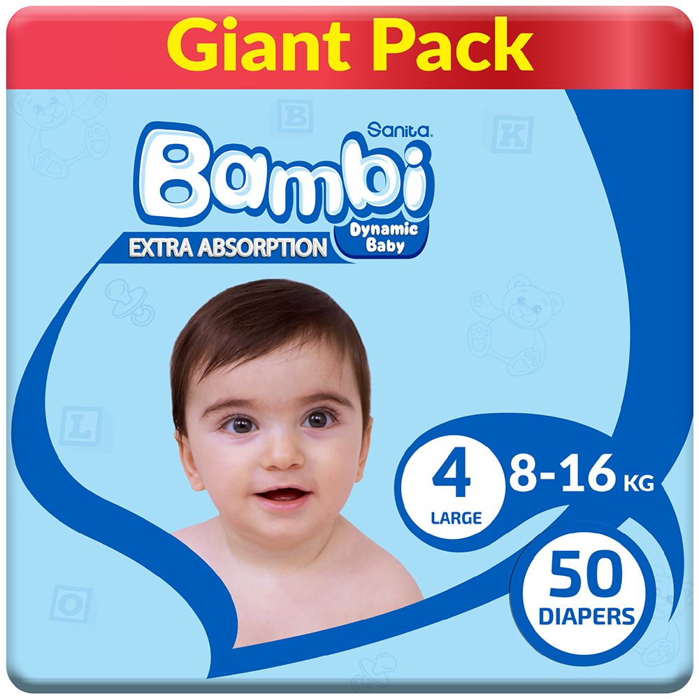 Buy Sanita Bambi Baby Diapers Giant Pack, Size 4, Large, 8-16kg, 50 ...