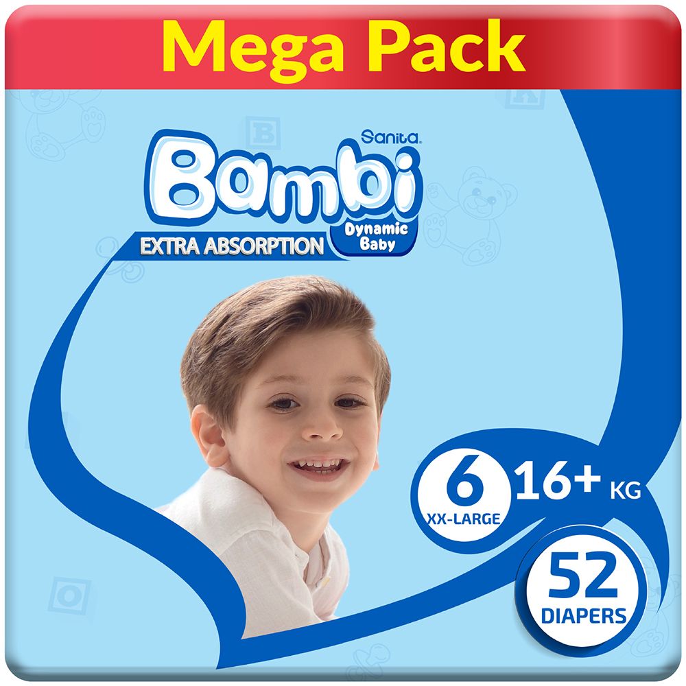 Buy Sanita Bambi Baby Diapers Mega Pack, Size 6, XX-Large, 16+kg, 52 ...