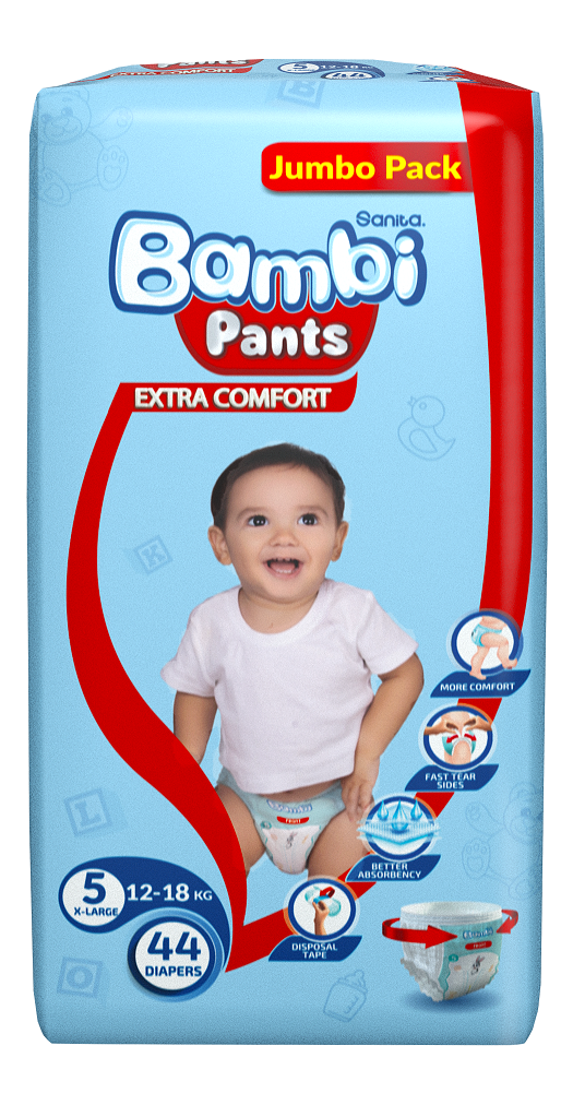 Buy Sanita Bambi Pants Style Diaper Jumbo Pack, Size 5, X Large, 12 ...
