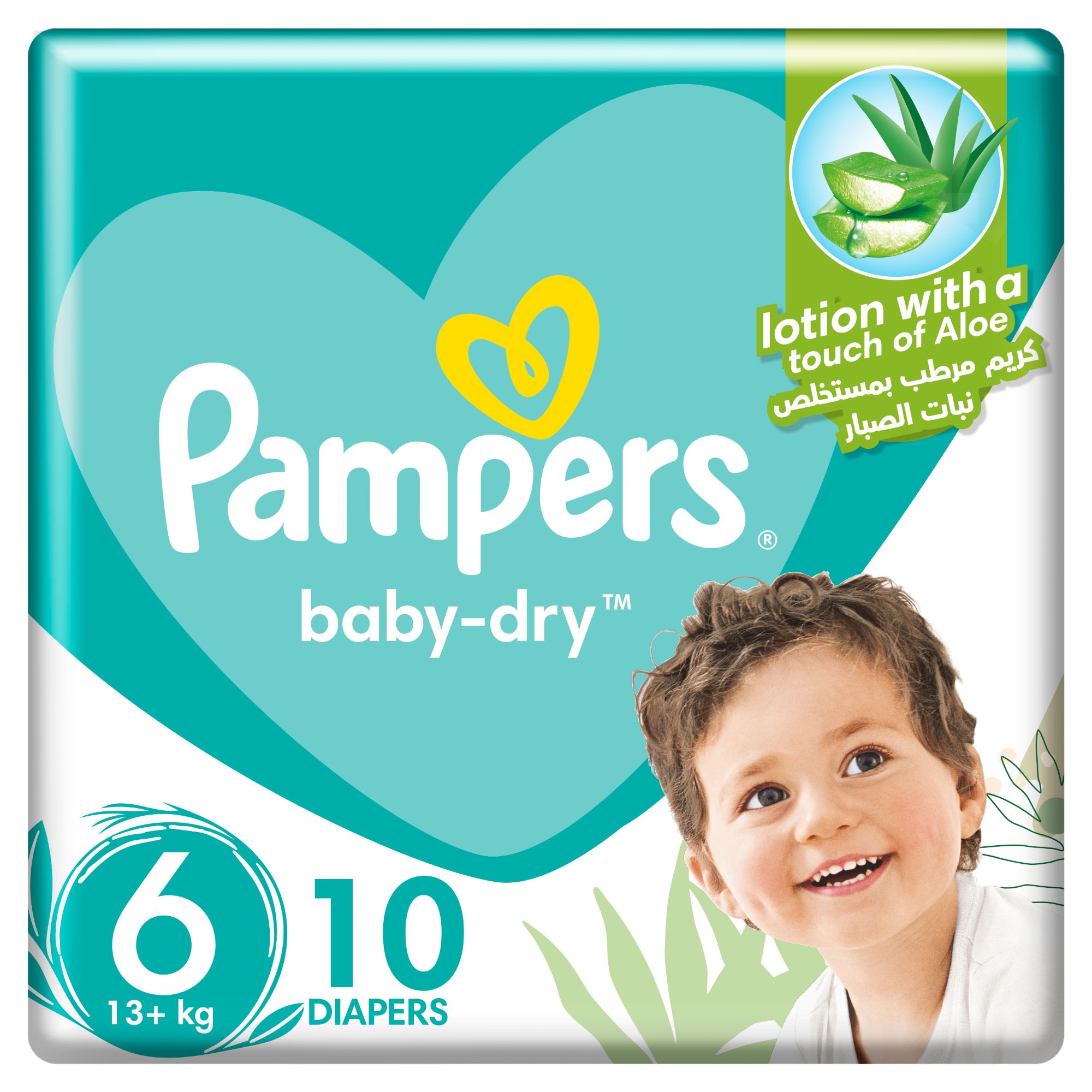Buy Pampers Baby-Dry Taped Diapers with Aloe Vera Lotion, Size 6, 13+kg ...