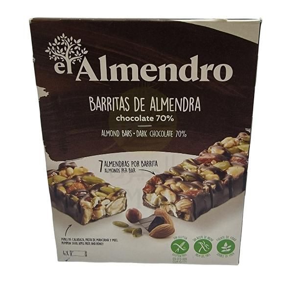 Buy El Almendro Almond Bars Dark Choco. 70% 25 g x 4 Pcs Online in ...