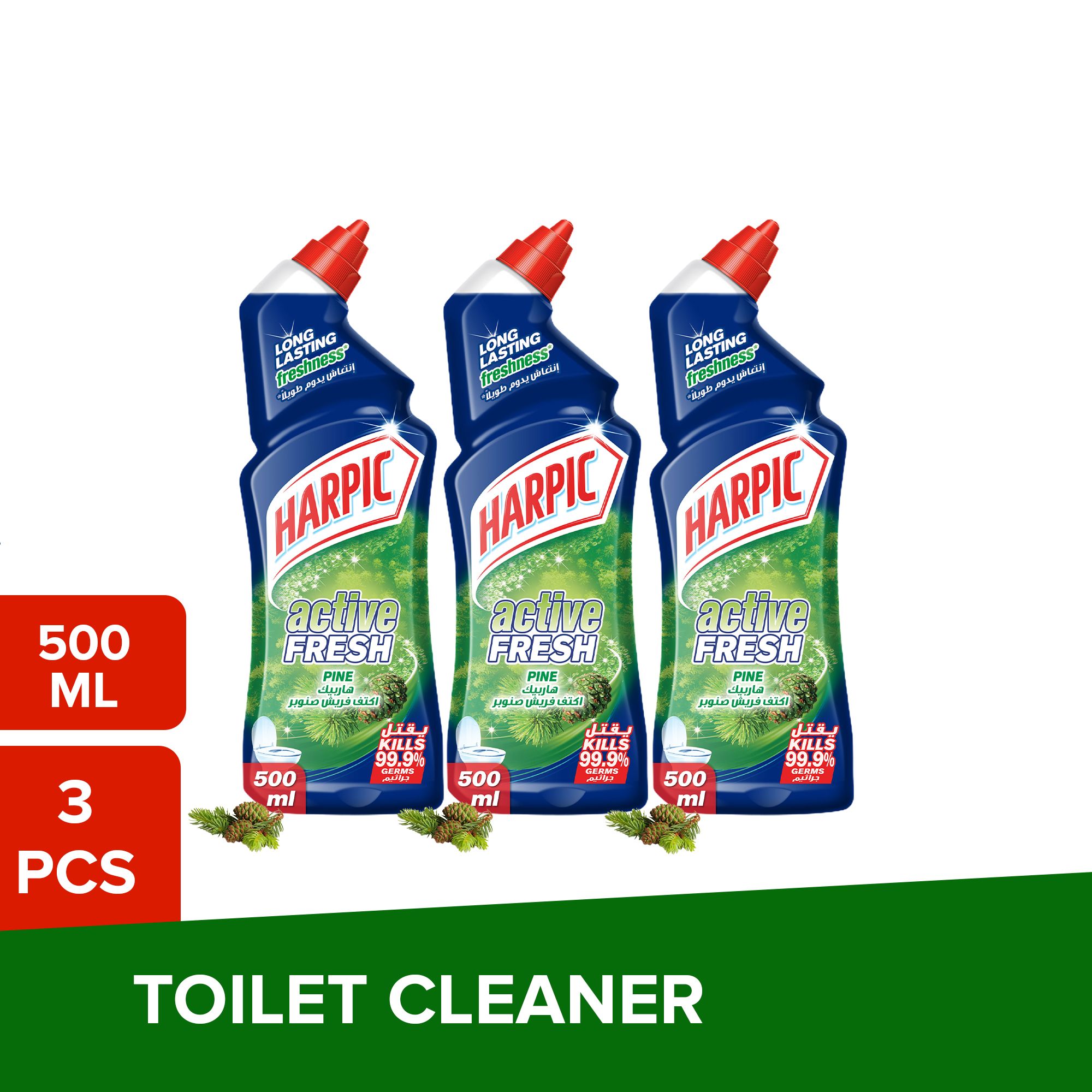 Buy Harpic Active Fresh Pine Toilet Cleaner, 3x500ml Online in Kuwait ...