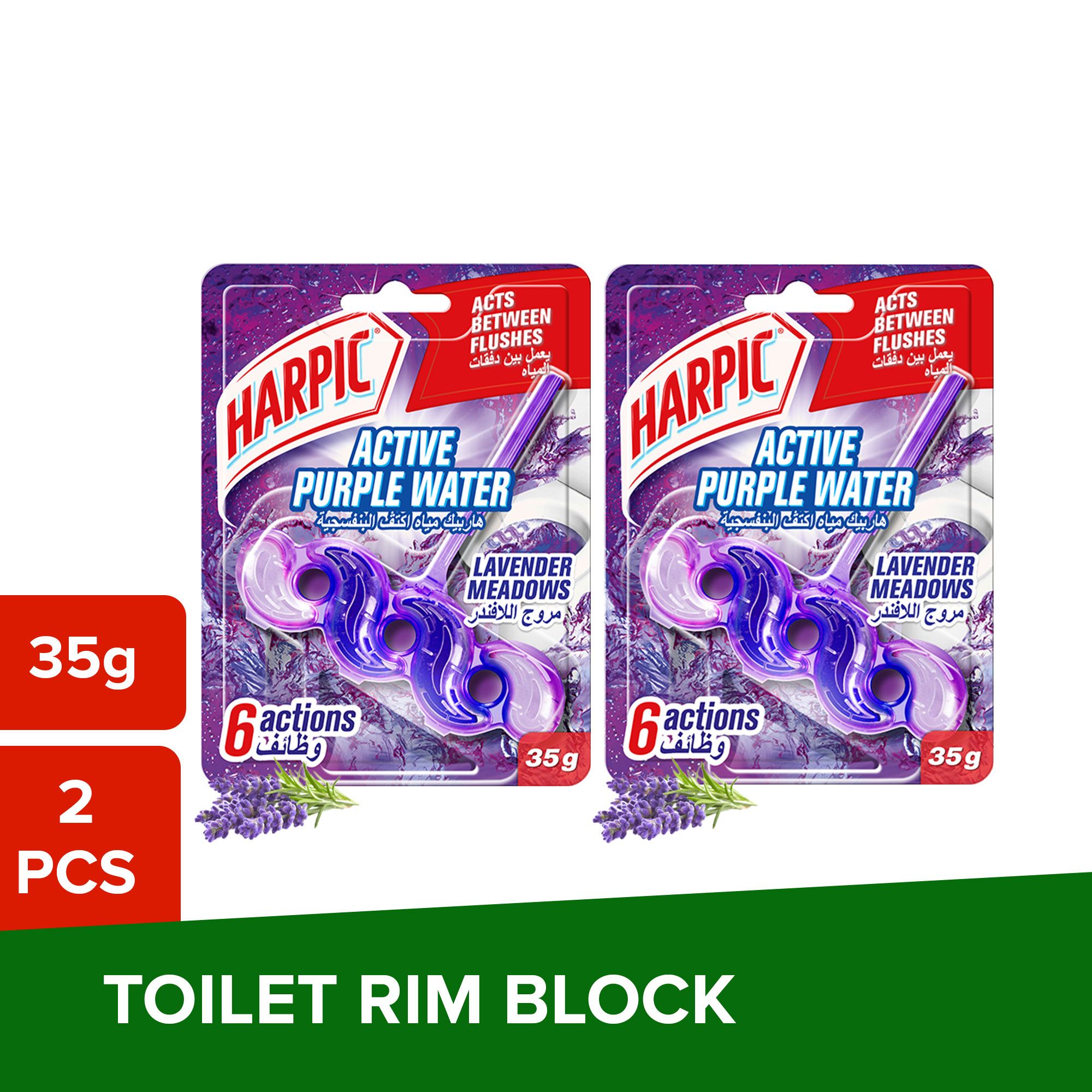 Buy Harpic Active Purple Water Lavender Meadows Toilet Rim Block, 2x35g ...