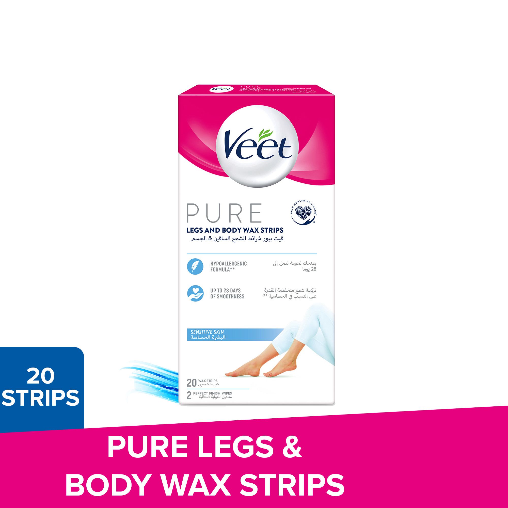 Buy Veet Pure Sensitive Skin Legs And Body Wax Strips 20 Pieces Online