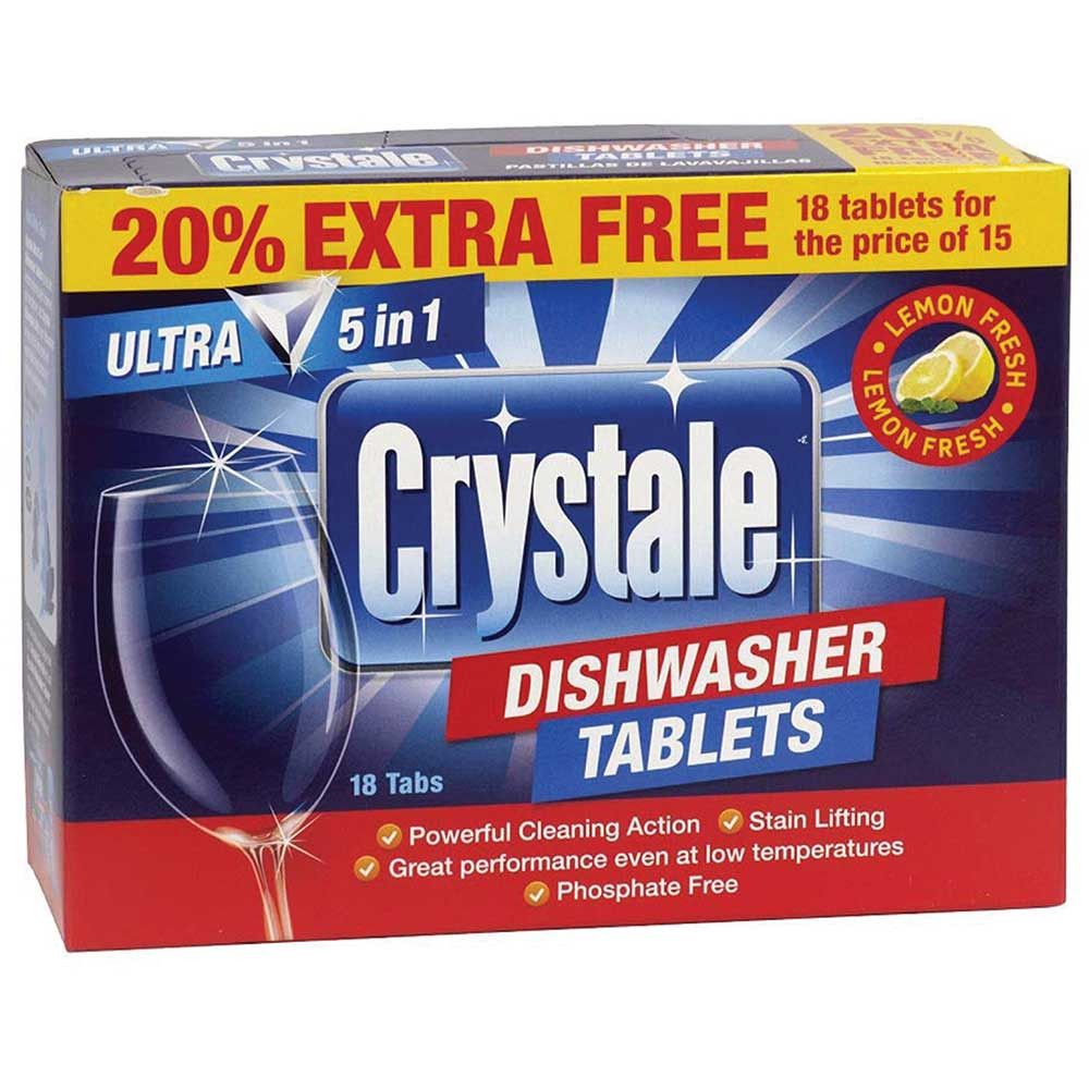 Buy Crystale Lemon Fresh Dishwasher Tablets, 18 Tabs Online in Bahrain | Talabat Bahrain