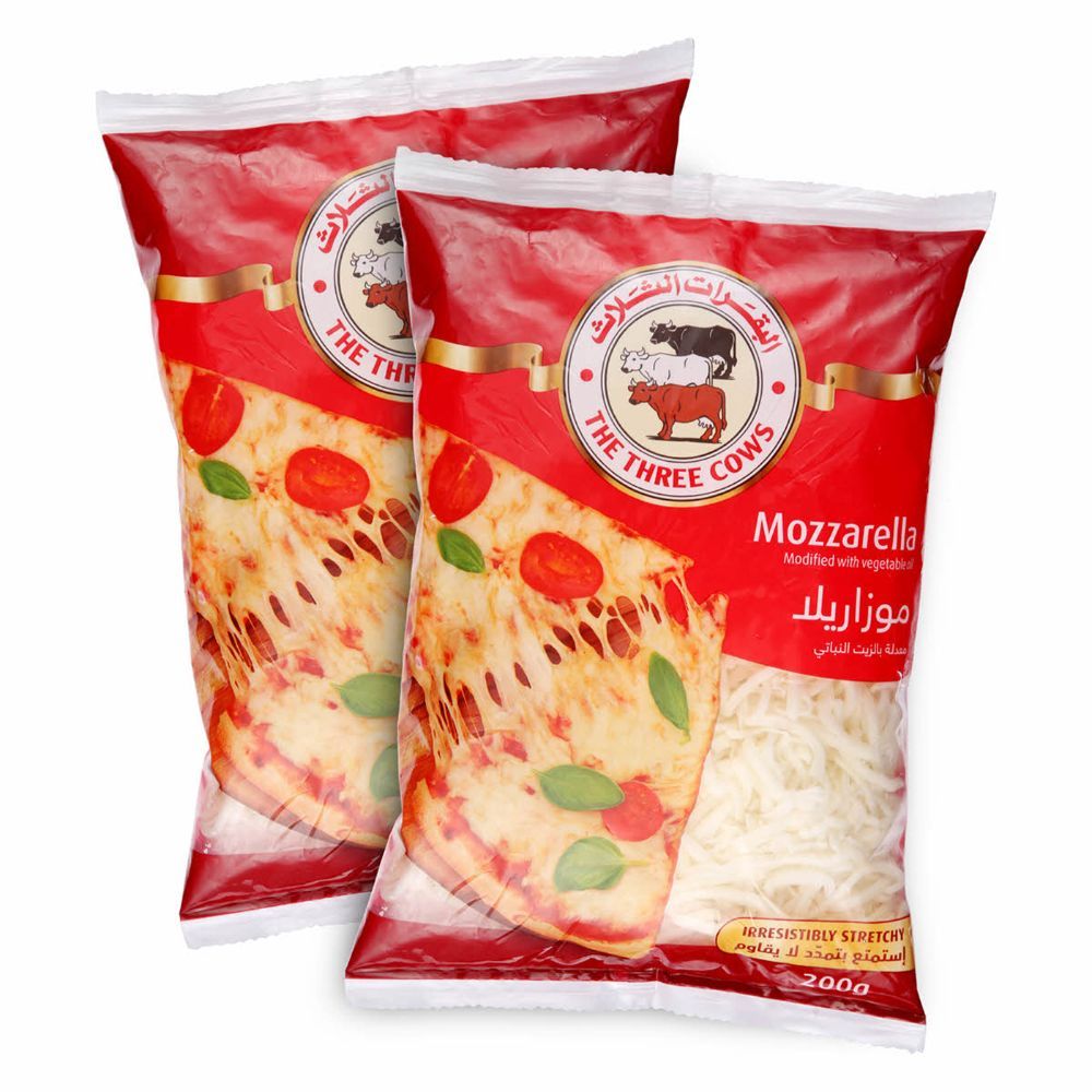 Buy The Three Cows Mozzarella Shredded Cheese 2 x 200 g Online in UAE ...